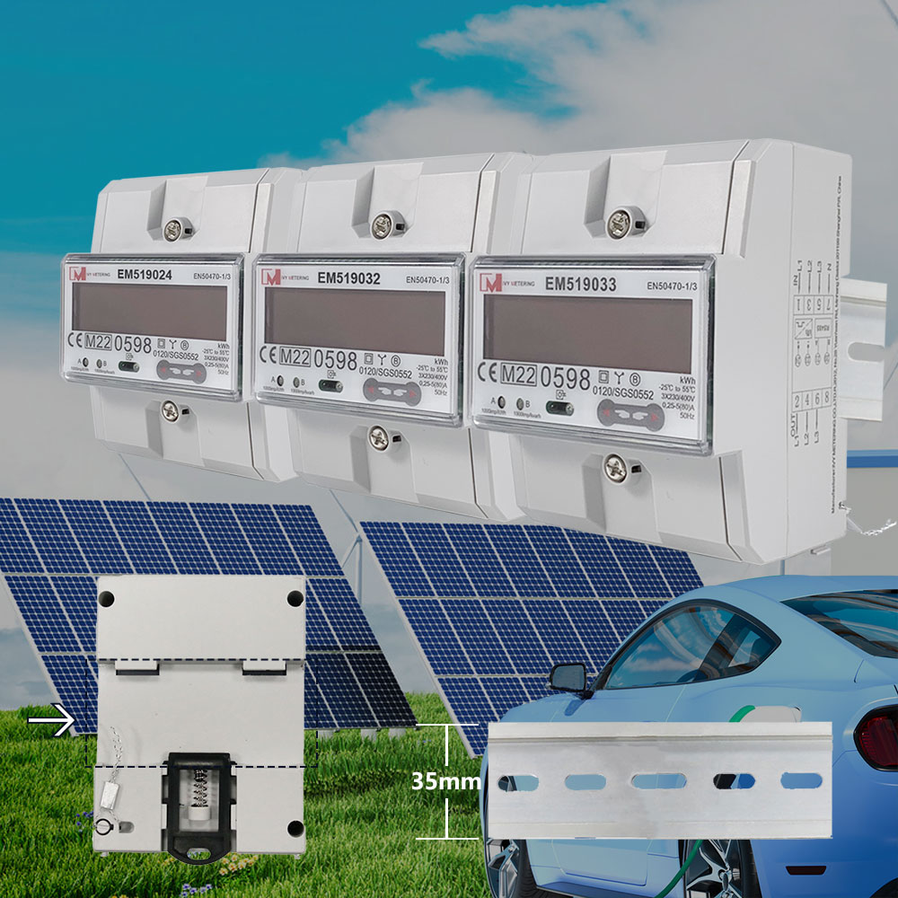 1 Phase And 3 Phase Dual Tariff RS485 Energy Meters EV Charger Kwh Meter Solar Bidirectionele ...